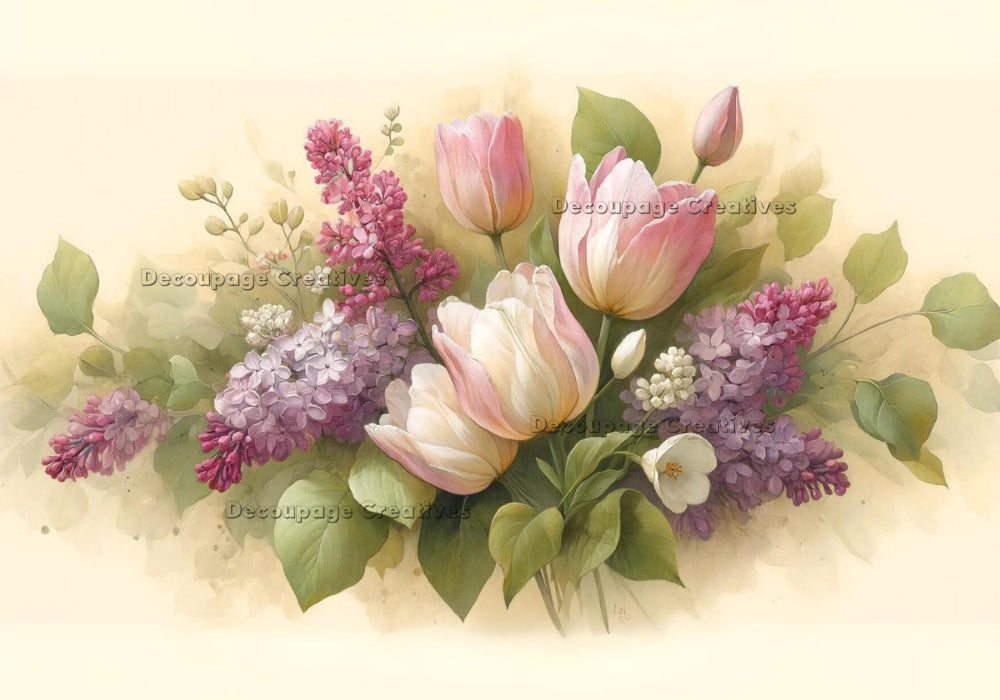 Tulips Lavender A3 Rice Paper for Furniture – Decoupage Napkins.Com