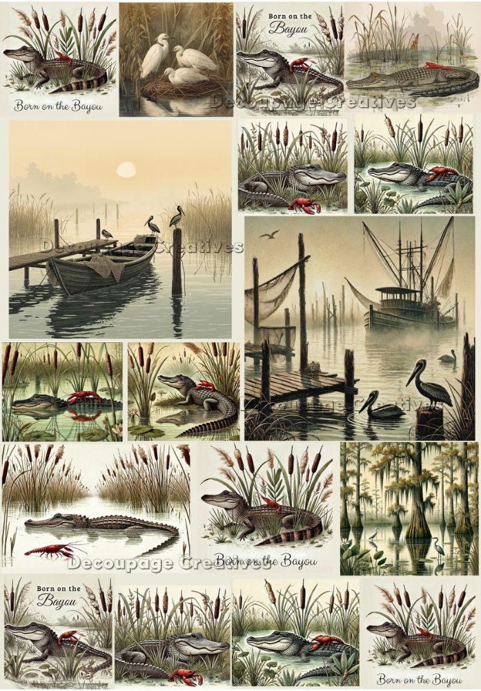 Bayou Wildlife A3 Rice Paper for Furniture – Decoupage Napkins.Com