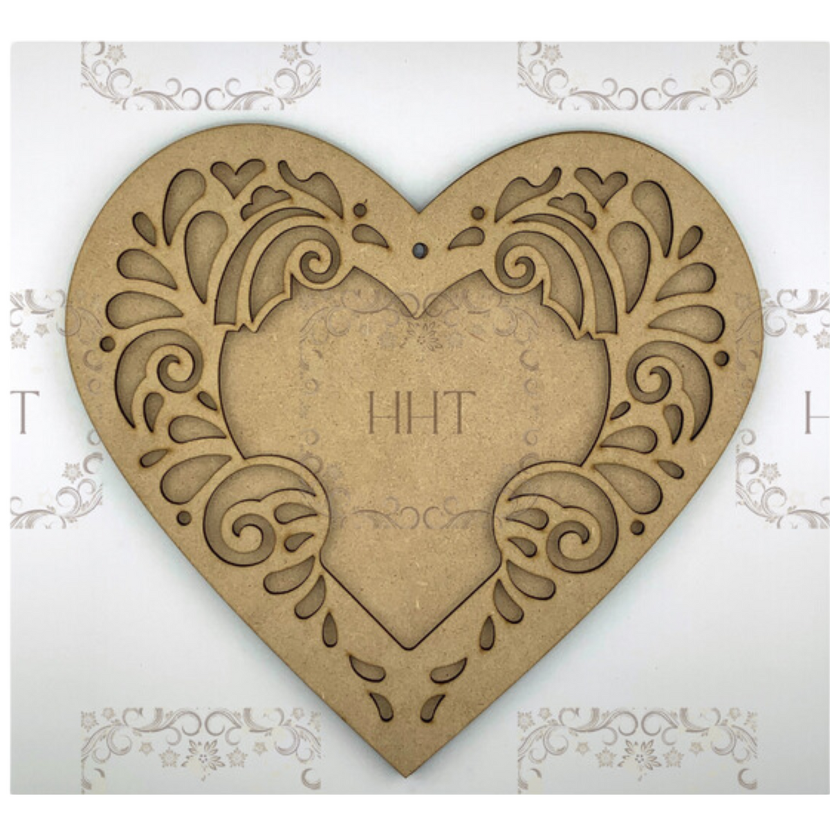 MDF Scrolled Heart Plaque with Overlay Handcrafted Holiday Traditions ...