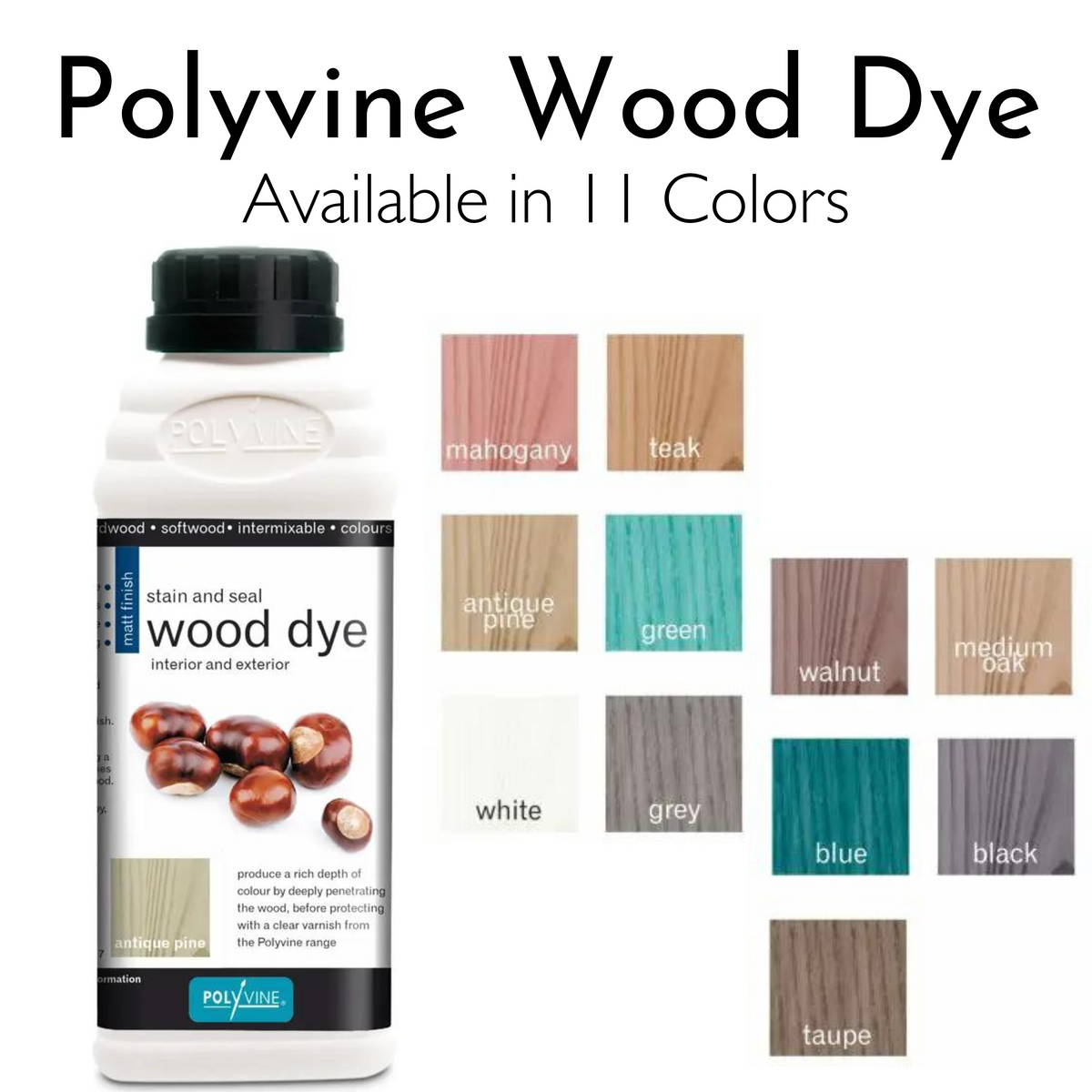 Polyvine Wood Dye - Water-Based, Eco-Friendly, 11 Shades – Decoupage ...