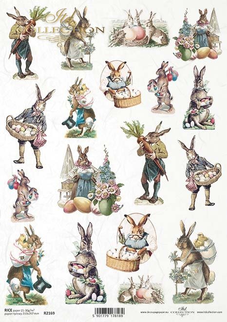 ITD Collection Whimsical Rabbits A4 Rice Paper for Decoupage ...
