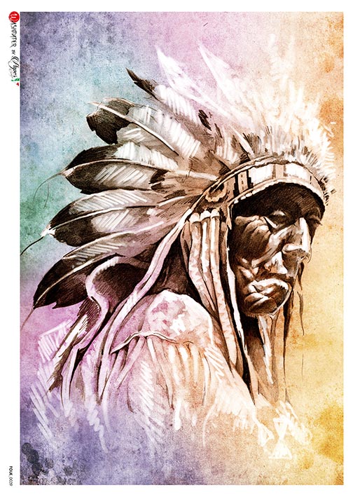 Proud Indian Warrior A5 Rice Paper for Craft Scrapbooking, Mixed Media ...