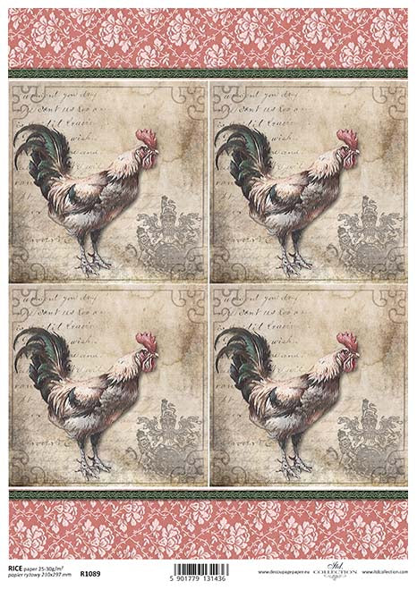 Shop Antique County Rooster Rice Paper for Decoupage, Scrapbooking ...