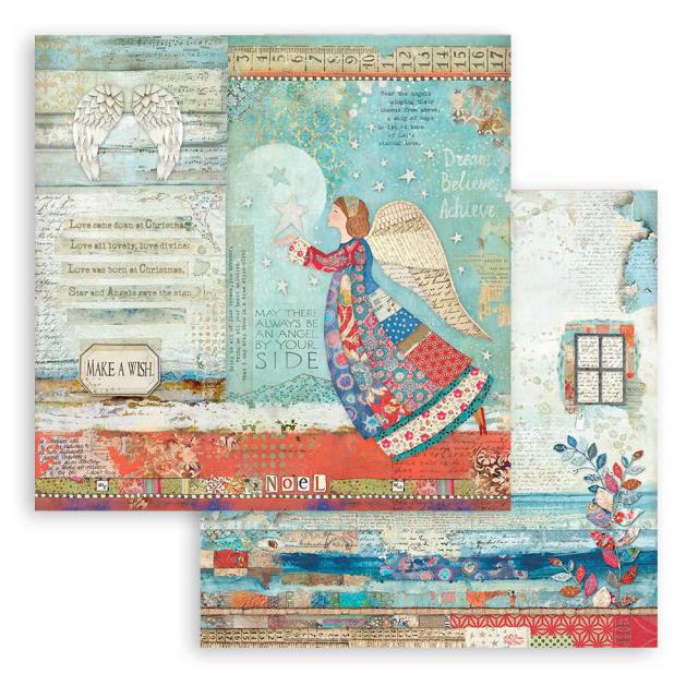 Stamperia 12x12 Cardstock Christmas Patchwork Angel Scrapbooking Paper ...